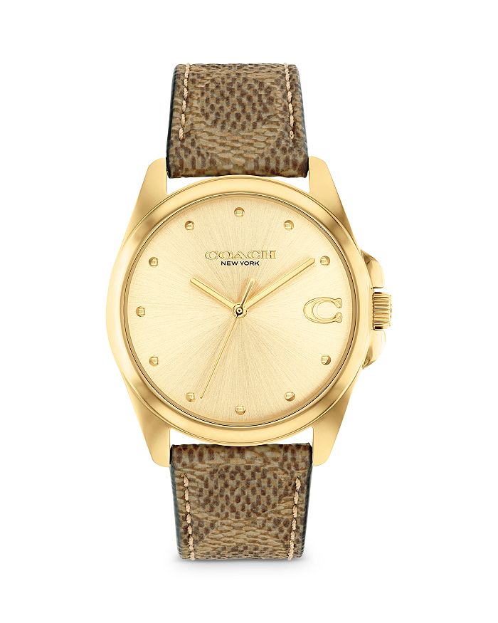 COACH Women's Leather Strap Watch, 36mm | Bloomingdale's