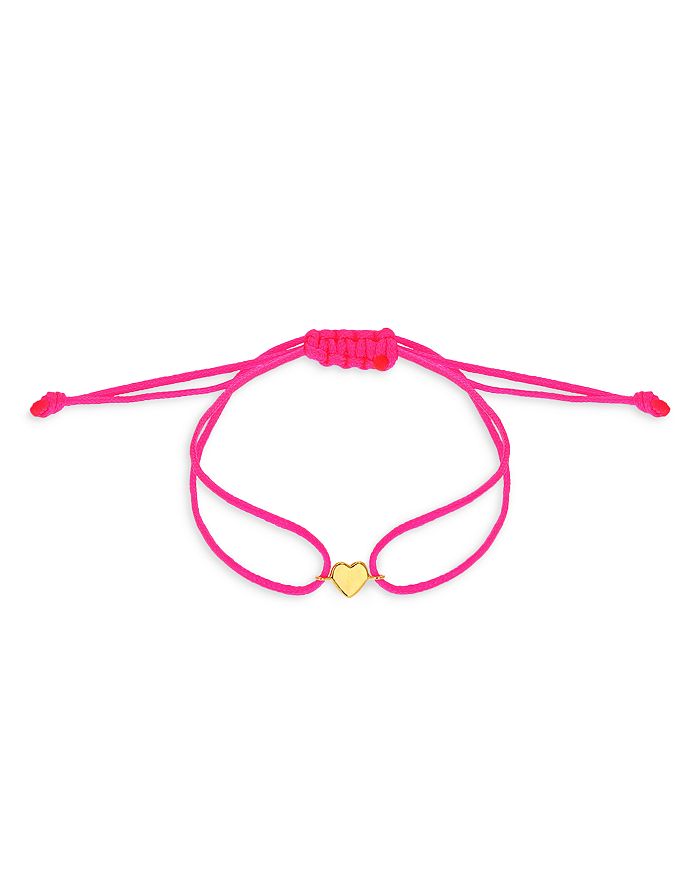 Rachel Reid 14K Gold Polished Heart Pink String Bolo Bracelet ...