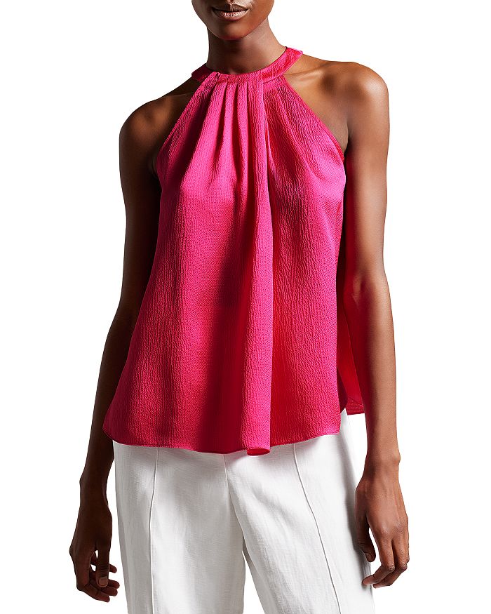 Ted Baker Corrali Pleated Halter Top | Bloomingdale's