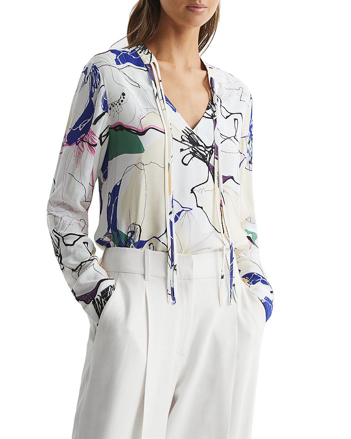 REISS Mel Abstract Print Blouse | Bloomingdale's