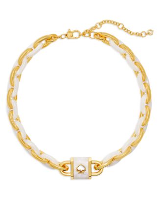 kate spade new york Lock and Spade White Padlock & Link Collar Necklace ...