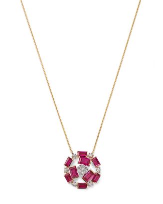 Bloomingdale's Fine Collection Ruby & Diamond Flower Scatter Cluster ...