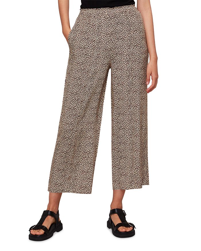 Whistles Dashed Leopard Print Wide Leg Pants | Bloomingdale's