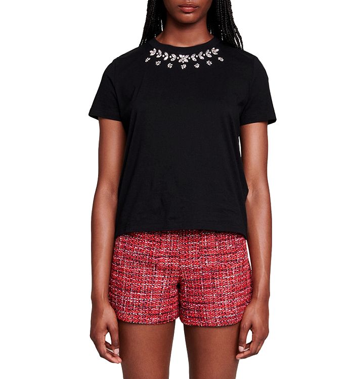 Maje Toukana Embellished Neck Top | Bloomingdale's