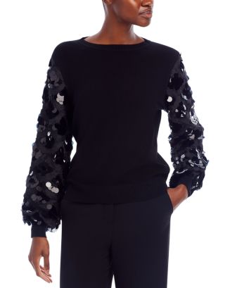 Sioni Sequin Sleeve Rib Knit Sweater | Bloomingdale's