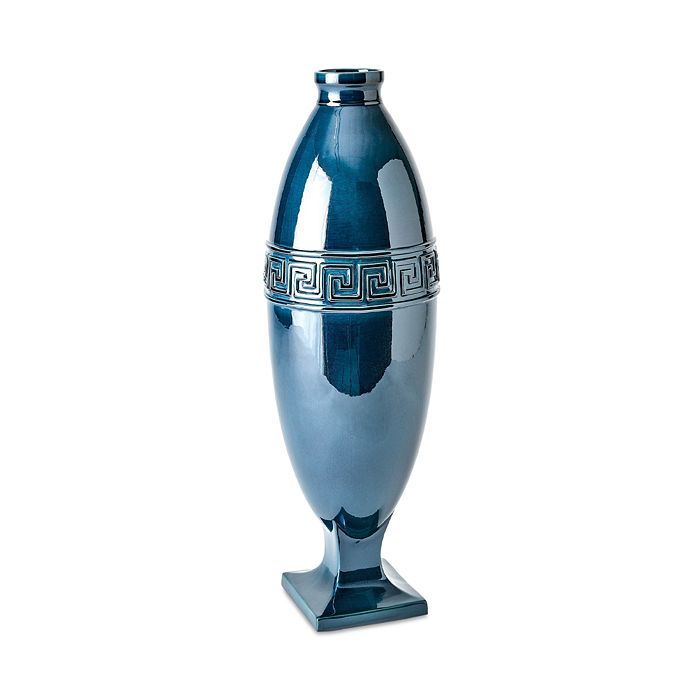 Global Views Greek Key Vase Azure, Large | Bloomingdale's
