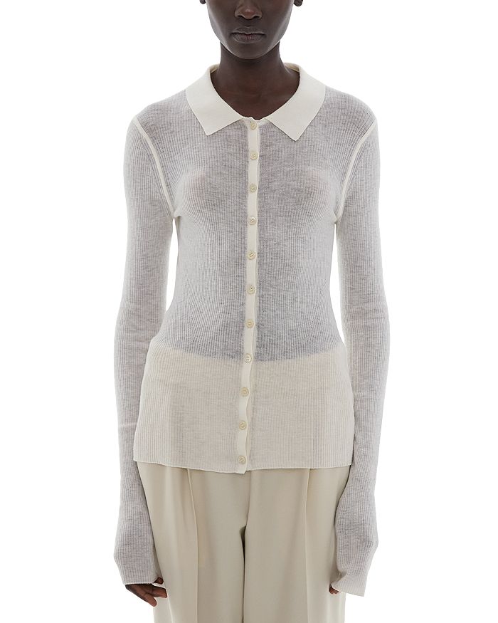 Helmut Lang Veracious Sheer Button Up Sweater Shirt | Bloomingdale's