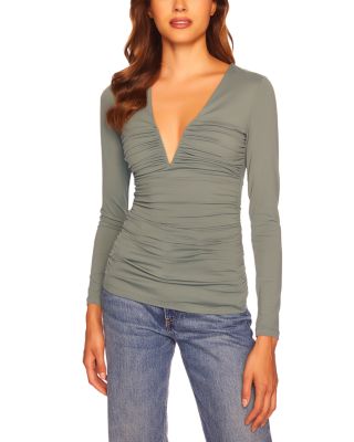 Click here for Susana Monaco Ruched V Neck Top prices