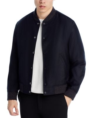 Theory Wool Flannel Slim Fit Snap Front Varsity Jacket | Bloomingdale's