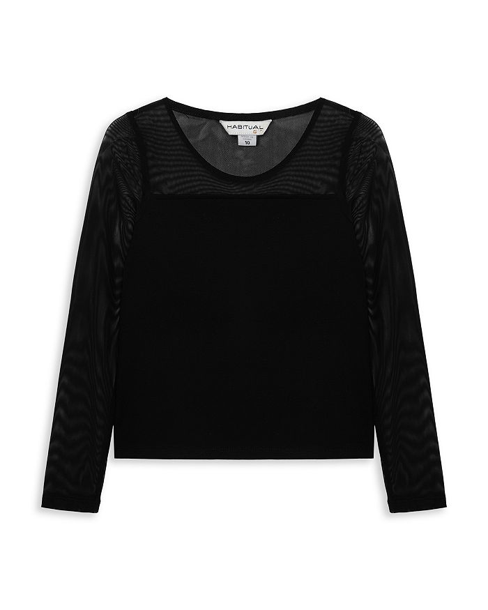 Habitual Kids Girls' Combination Mesh Long Sleeve Top - Big Kid ...