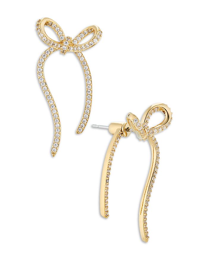 Nadri Pavé Bow Front to Back Earrings in 18K Gold Plated | Bloomingdale's