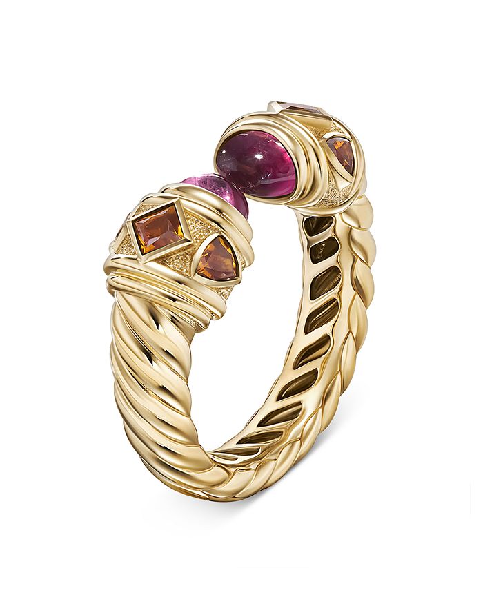 David Yurman 18K Yellow Gold Renaissance® Rubellite & Citrine Ring ...