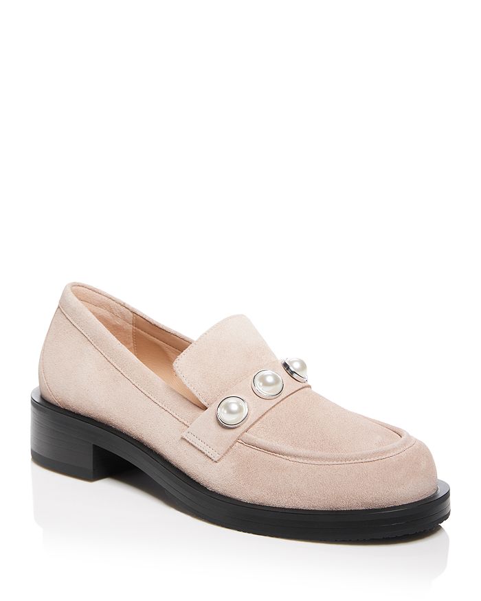 Stuart Weitzman Women's Portia Bold Slip On Embellished Loafer Flats ...