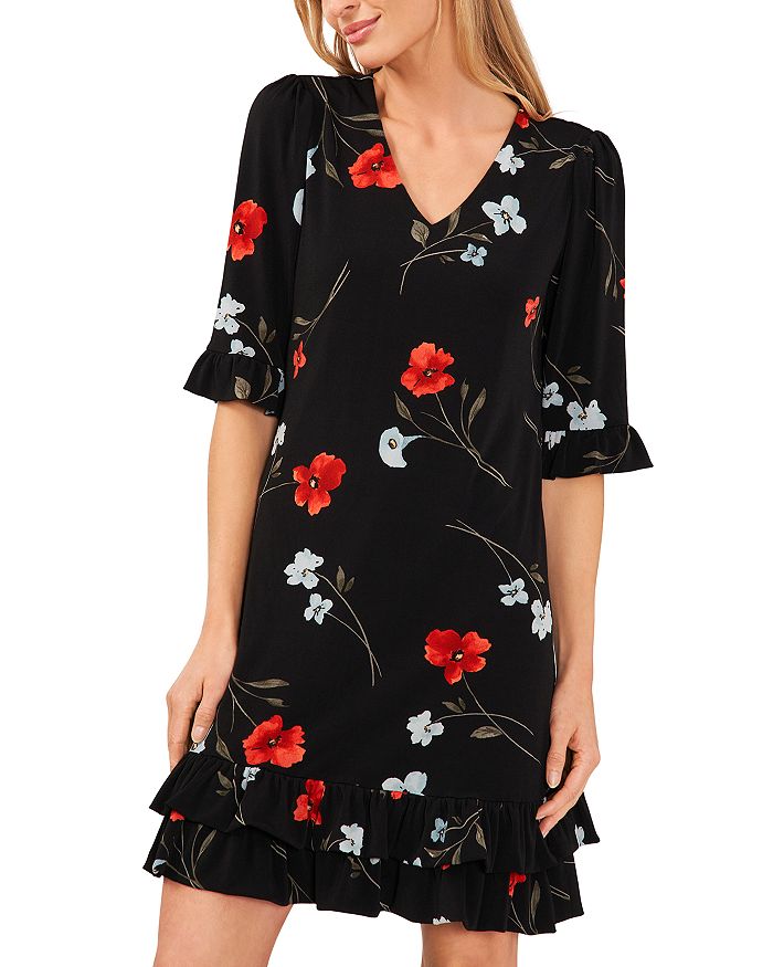CeCe V Neck Ruffled Dress | Bloomingdale's