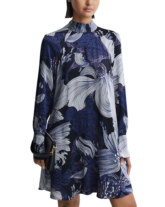 REISS Thea Printed Long Sleeve Mini Dress | Bloomingdale's