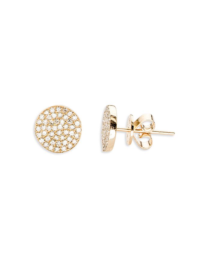 EF Collection 14K Yellow Gold Diamond Disc Stud Earrings | Bloomingdale's