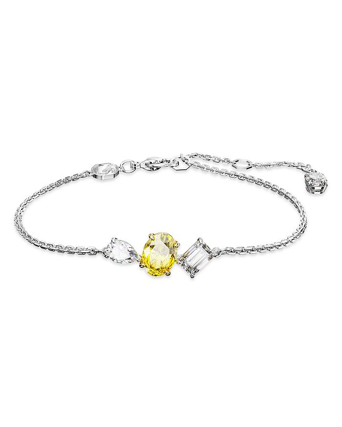 Swarovski Mesmera Clear & Yellow Mixed Cut Link Bracelet in Rhodium ...