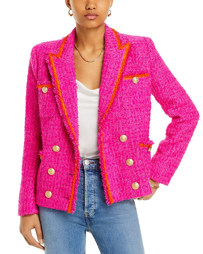L'AGENCE Alectra Peak Lapel Textured Jacket | Bloomingdale's