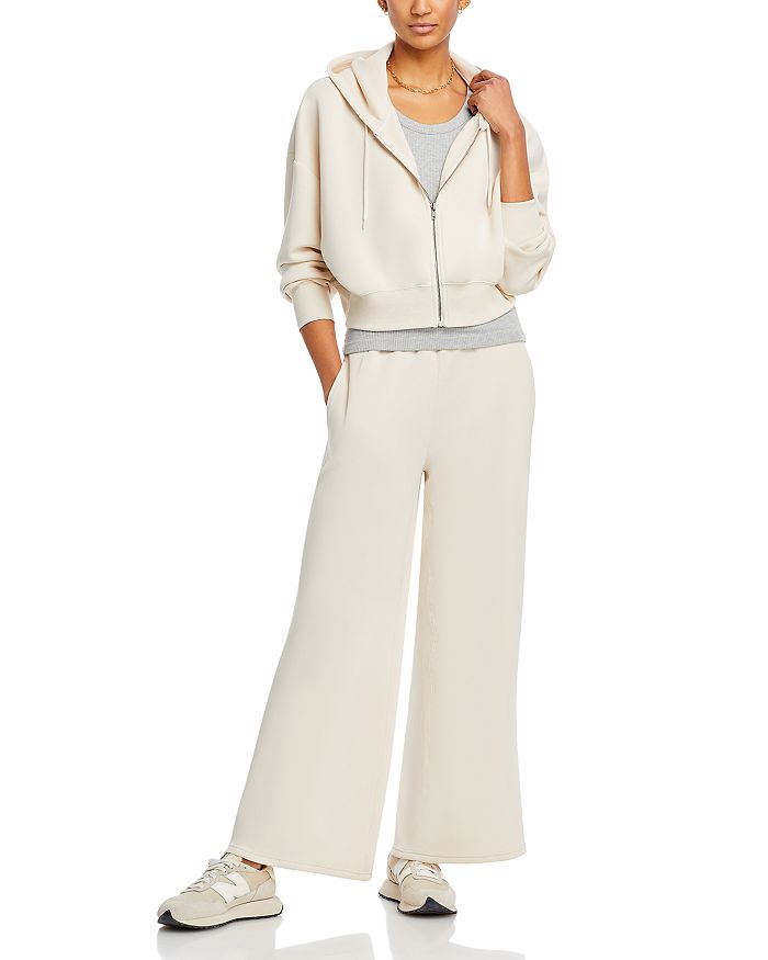 Vintage Havana Zip Front Crop Fleece Sweatshirt & Flare Leg Pants ...