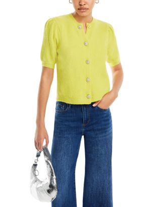 AQUA Crystal Snap Front Cardigan - Exclusive | Bloomingdale's