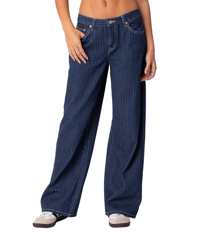 Edikted Pinstripe Low Rise Jeans | Bloomingdale's
