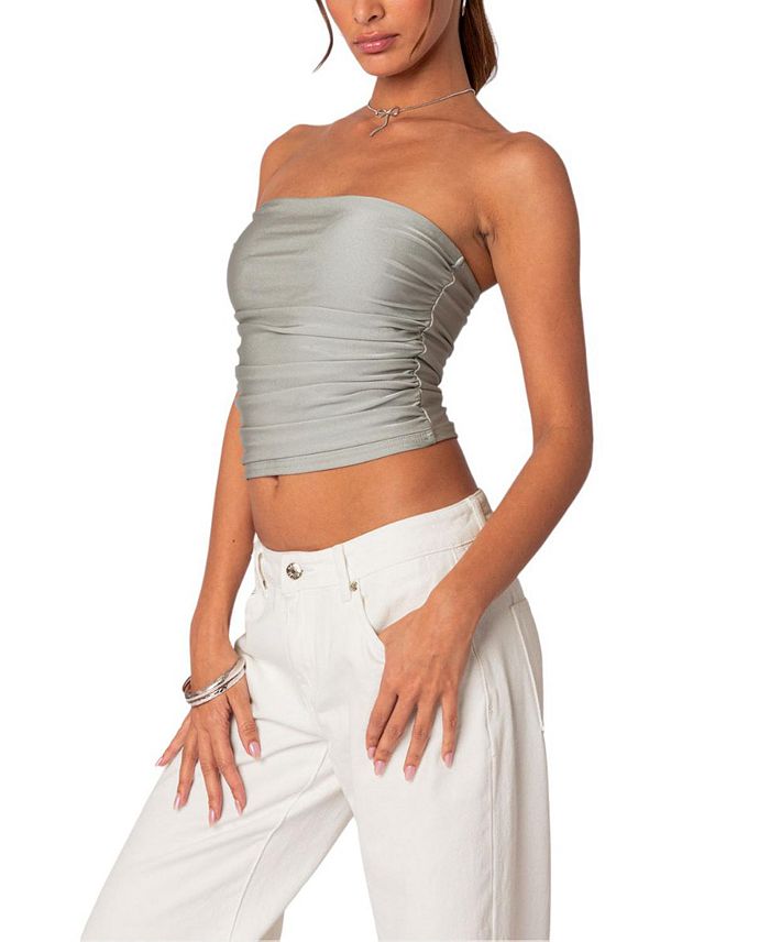 Edikted Maxeen Shiny Gathered Tube Top | Bloomingdale's
