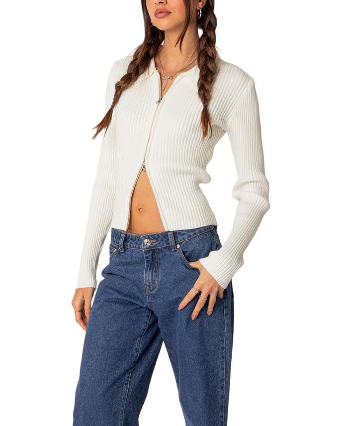 Edikted Cora Knitted Zip Up Cardigan | Bloomingdale's