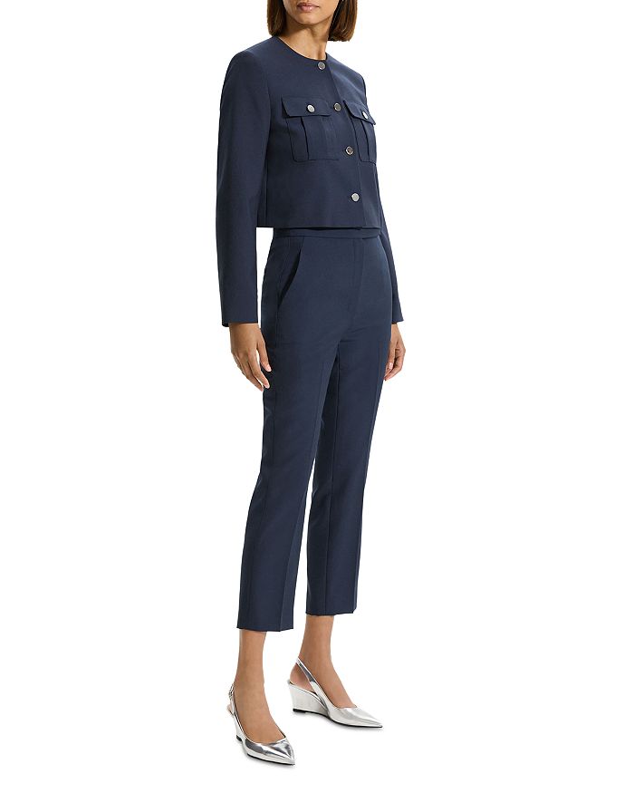 Theory Boxy Double Breasted Blazer & High Waist Slim Crop Trousers ...