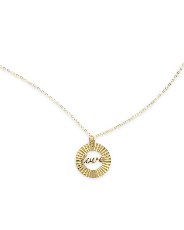 Bloomingdale's LOVE Sunray Circle Pendant Necklace in 14K Yellow Gold ...