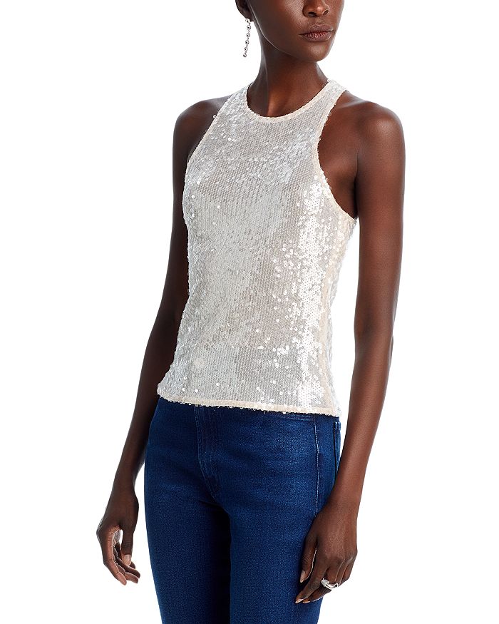 AQUA Sequin Racerback Tank - Exclusive | Bloomingdale's