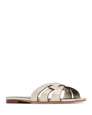 Click here for Saint Laurent Womens Tribute Mules in Metallic Lea... prices