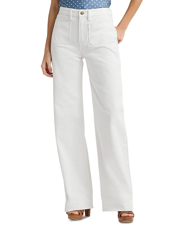Ralph Lauren High Rise Wide Leg Jeans in White Wash | Bloomingdale's