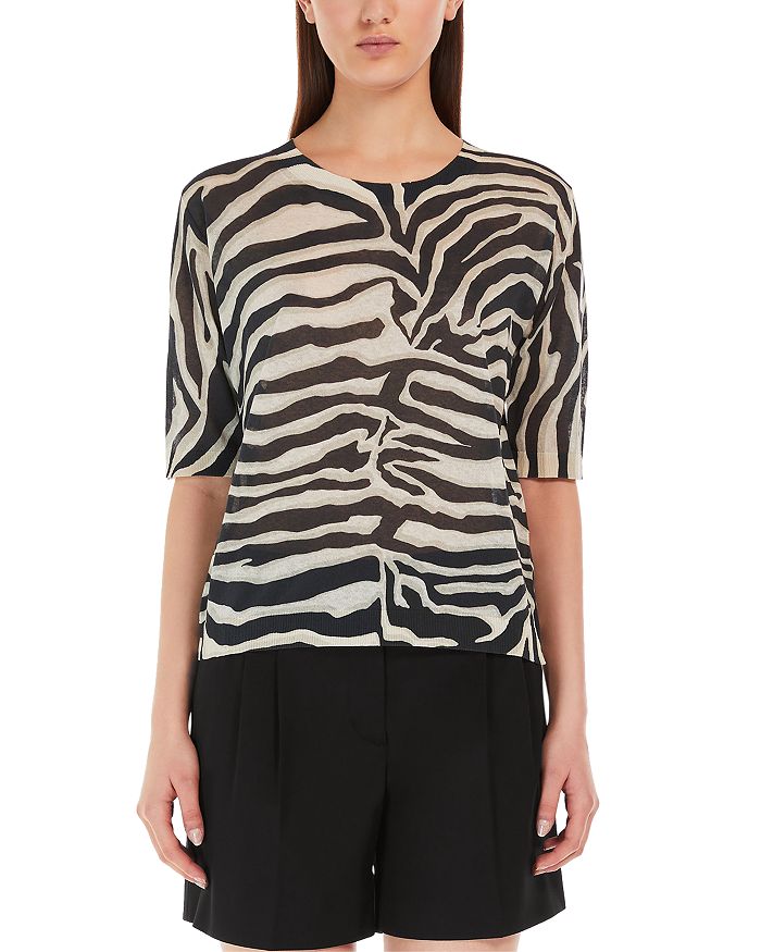 Max Mara Tina Straight Fit Zebra Print Sweater | Bloomingdale's