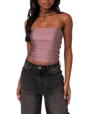 Click here for Edikted Maxeen Shiny Gathered Tube Top prices