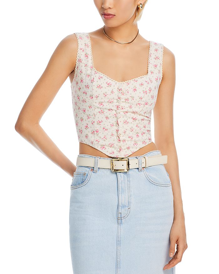 AQUA Floral Corset Tank Top - Exclusive | Bloomingdale's