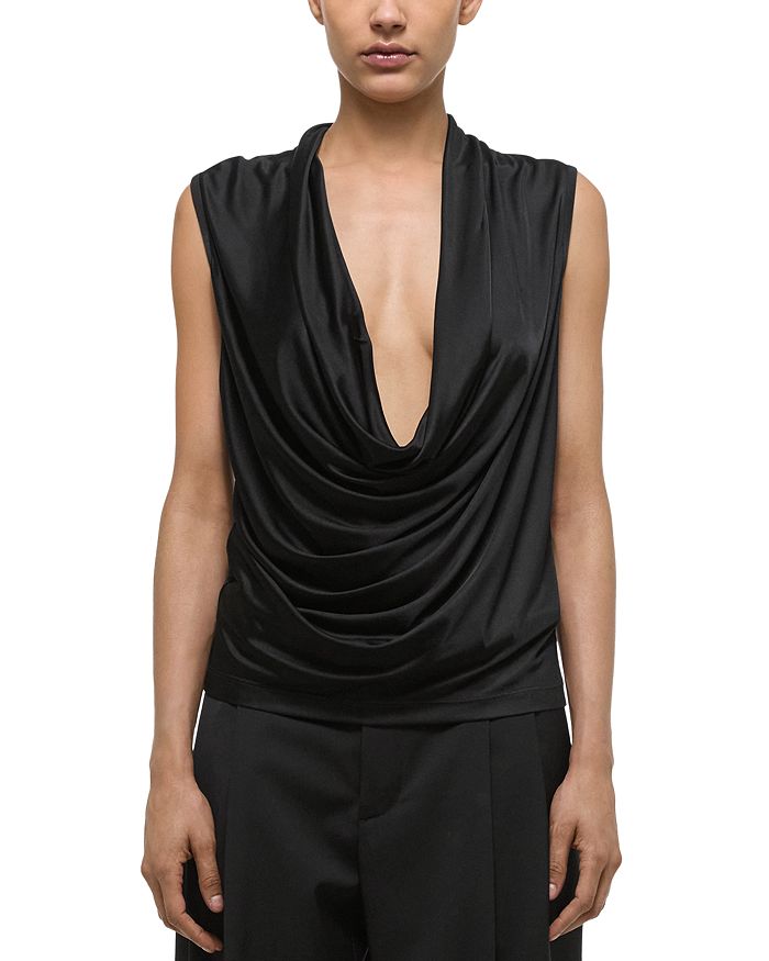 Helmut Lang Plunge Cowl Neck Sleeveless Top | Bloomingdale's