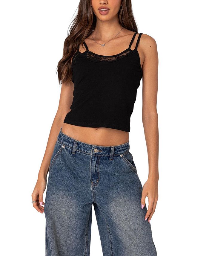 Edikted Carnation Lacey Layered Tank Top | Bloomingdale's