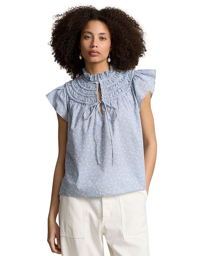 Ralph Lauren Ralph Lauren Floral Print Ruffle Collar Top | Bloomingdale's