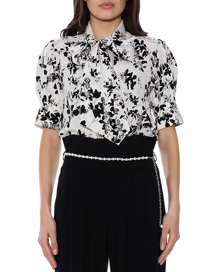 Gracia Printed Tie Neck Blouse | Bloomingdale's