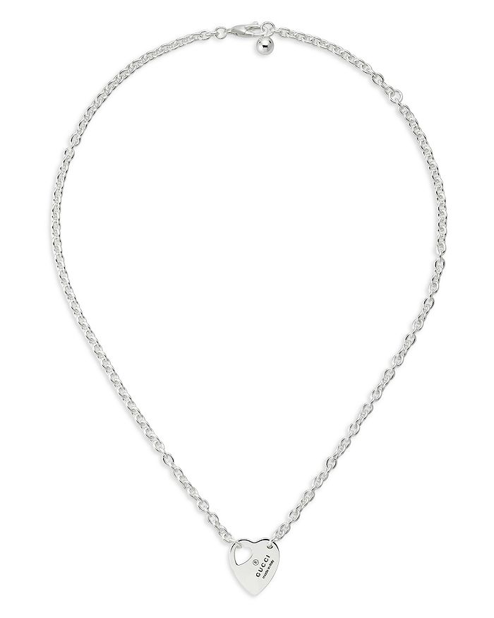 Gucci Sterling Silver Trademark Heart Pendant Necklace, 15-17" | Bloomingdale's
