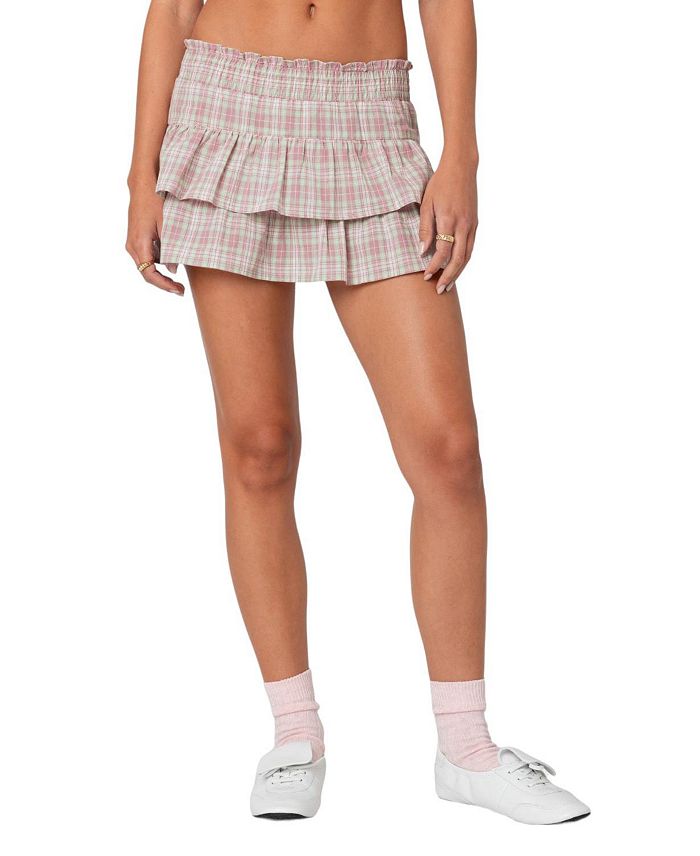 Edikted Shani Plaid Ruffled Mini Skirt | Bloomingdale's