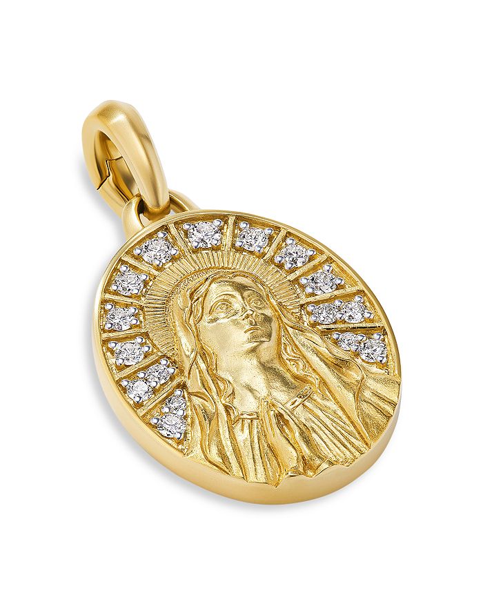 David Yurman Men's 18K Yellow Gold Amulets Diamond Mary Medallion ...