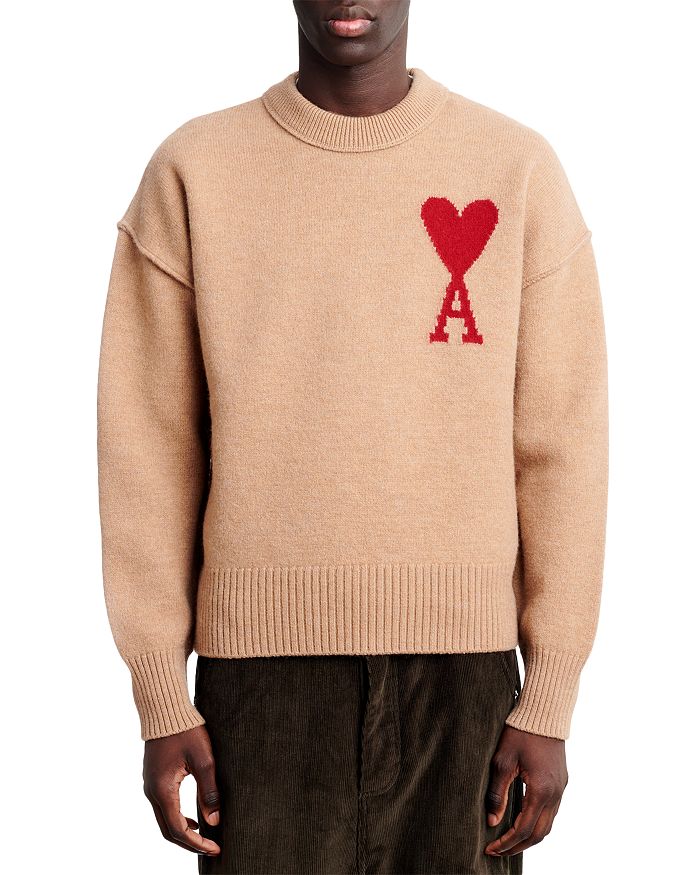 AMI Boxy Ami De Coeur Knit Wool Logo Sweater | Bloomingdale's