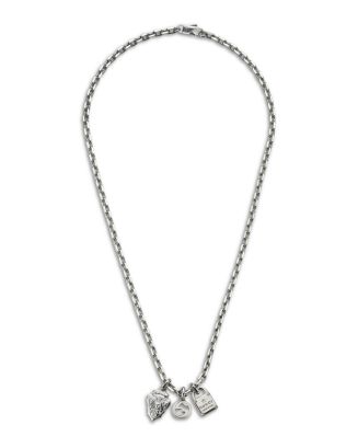 Gucci Sterling Silver Trademark Three Charm Logo Pendant Necklace, 20 ...
