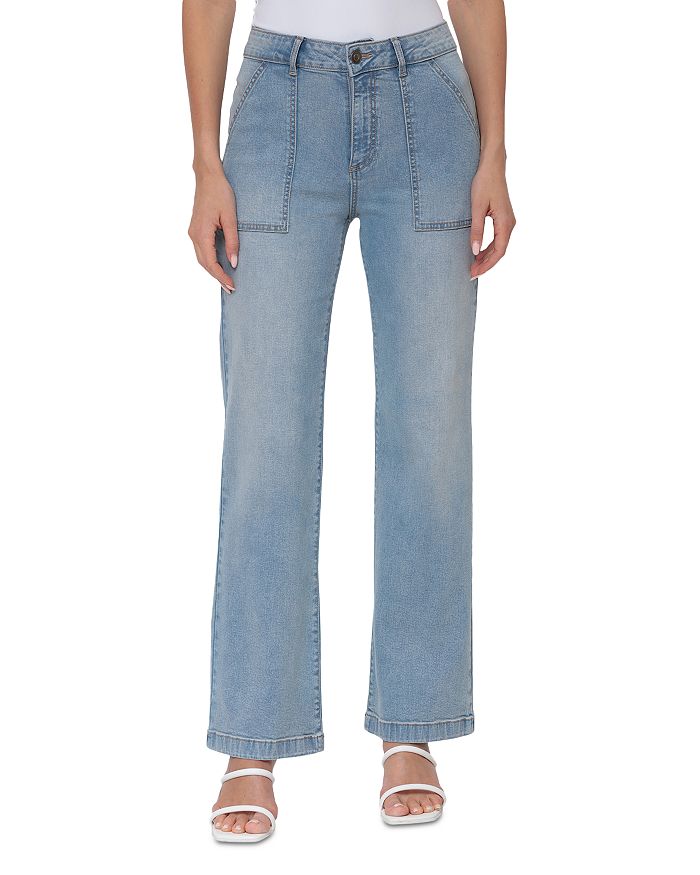 Bagatelle High Rise Wide Leg Jeans in Drizzle Wash | Bloomingdale's