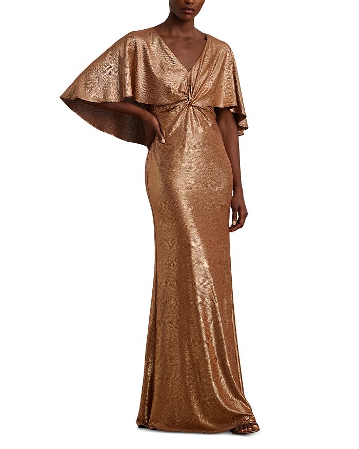 Ralph Lauren Metallic Capelet Gown | Bloomingdale's