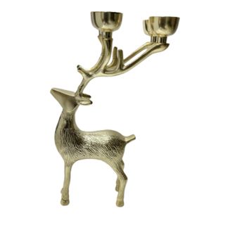 Aman Imports Champagne Gold Tone Metal Large Reindeer Figure with 4 T ...
