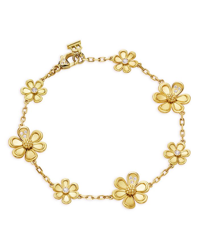 Temple St. Clair 18K Yellow Gold FJ Diamond Flower Chain Bracelet ...