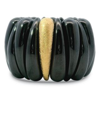 Roberto Demeglio 18K Yellow Gold Demeglio Artiglio Black Ceramic Stretch Statement Ring ...