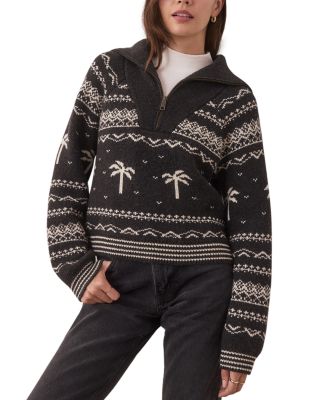 Marine Layer Archive Whitney Fair Isle Quarter Zip Sweater In Washed ...
